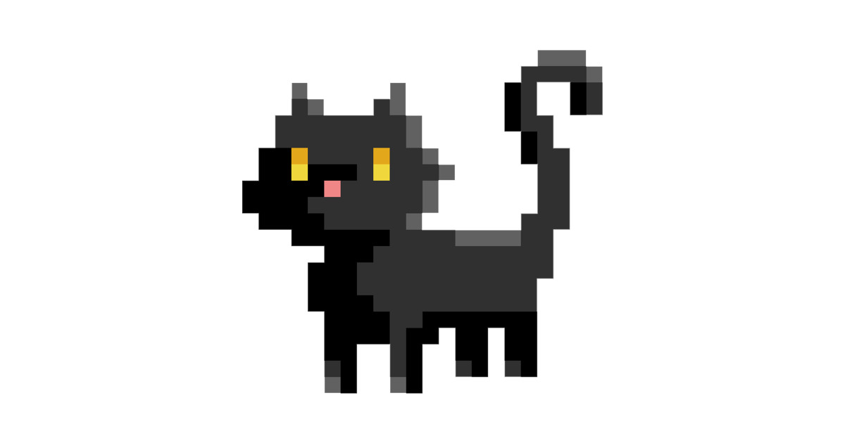 Pixel Art Black Cat 8 Bit Illustration - Pixel Cat - T-Shirt | TeePublic