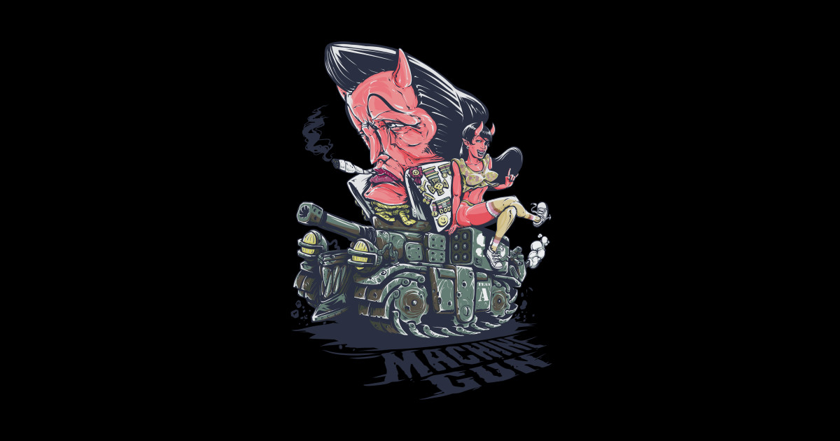 Machine Gun - Pin Up Demond Girl Tank Satan - T-Shirt | TeePublic