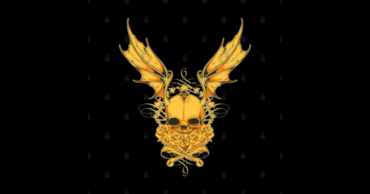 Golden skull with wings - Golden Skull - Posters and Art Prints | TeePublic