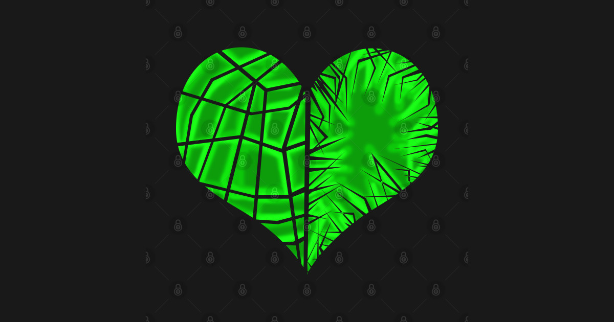 Green Broken Heart - Cut & Scratch - Green Heart - T-Shirt | TeePublic