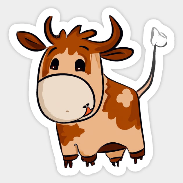 Cute Ox Drawing - Ox - Sticker | TeePublic
