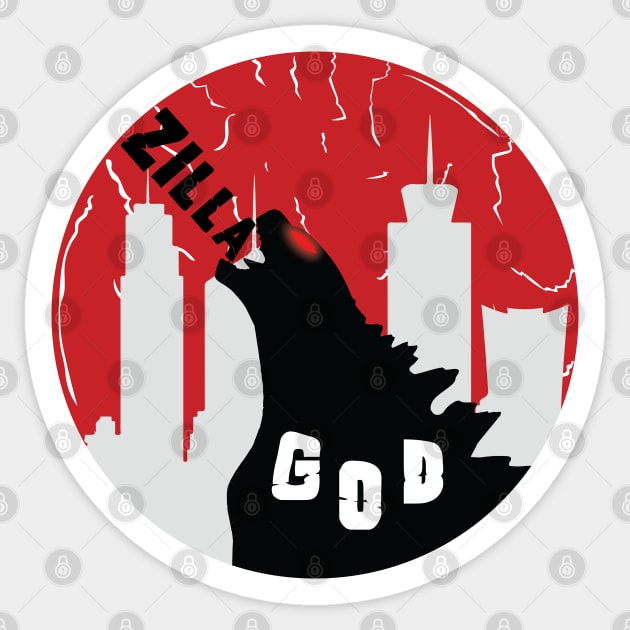 Angry Godzilla With Red Japanese Flag - Godzilla - Sticker | TeePublic
