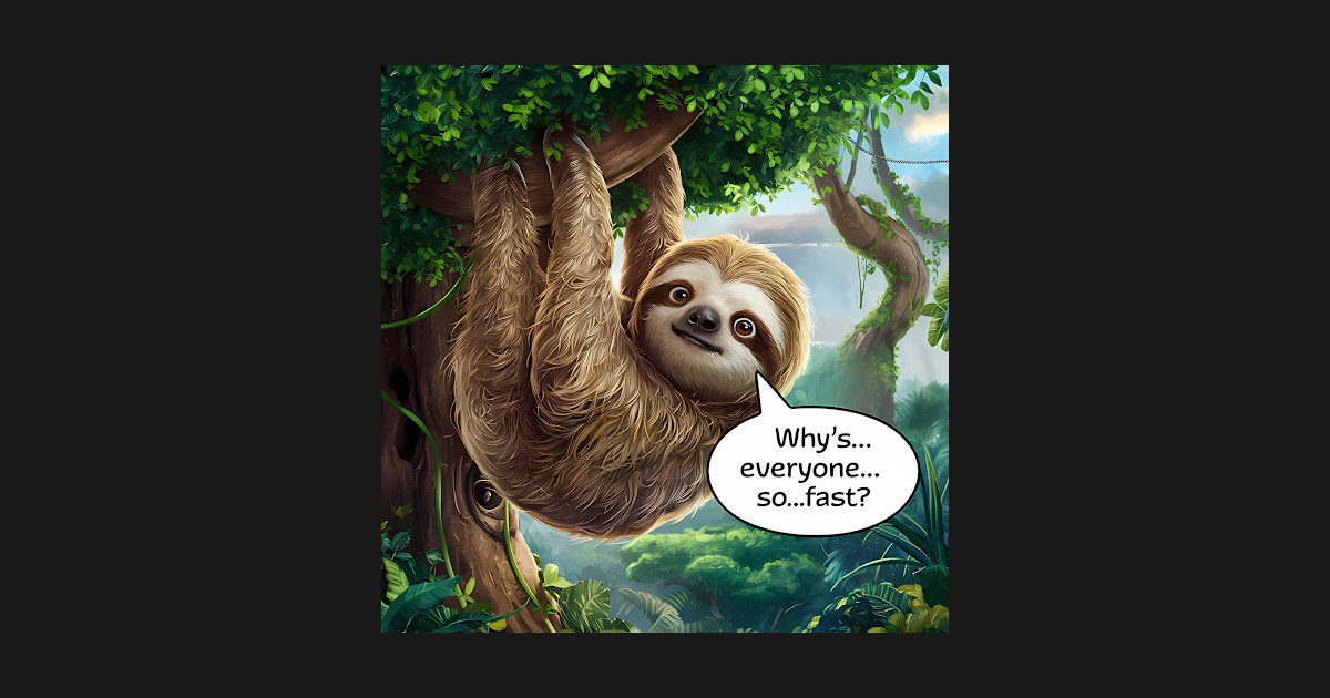 sloth: why's everyone so fast? - Sloth - T-Shirt | TeePublic