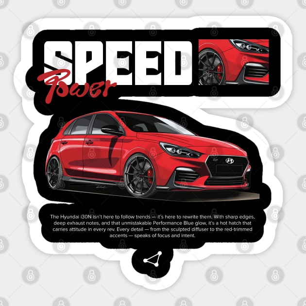 Red Hyundai i30 N – Hot Hatch Power - Cars - Sticker | TeePublic