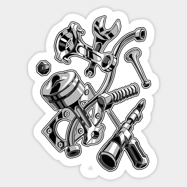 Machine parts and tools illustration part 1 - engine - Engine - Sticker ...
