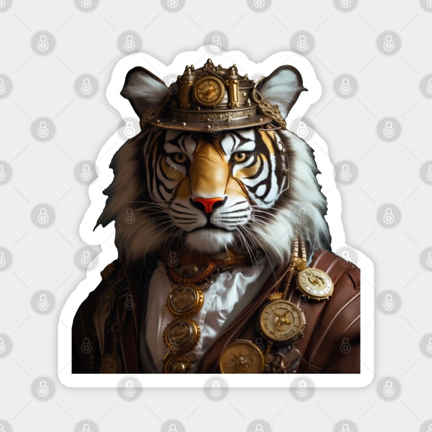 Tiger Overlord in Steampunk Art - Steampunk - Magnet | TeePublic