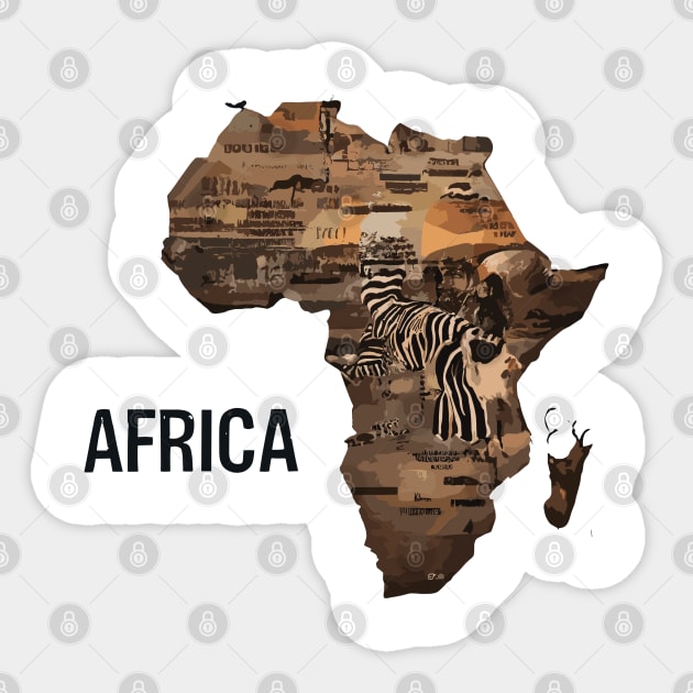 African Map Wildlife Safari - Africa - Sticker | TeePublic