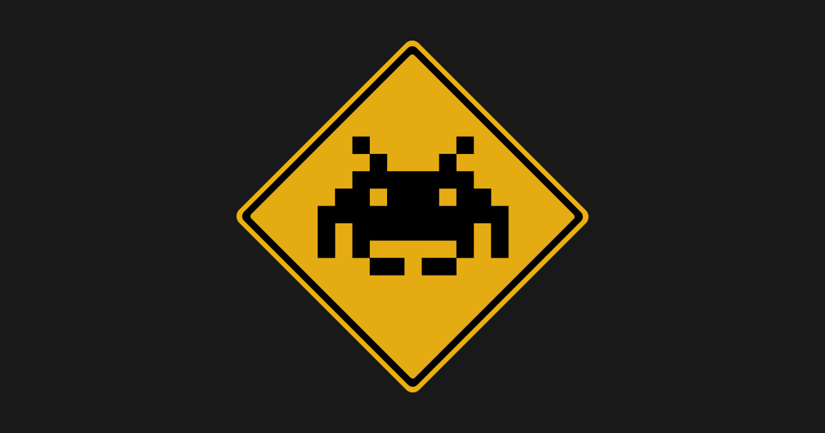 Invader 01 Silhouette Road Sign - Invaders - T-Shirt | TeePublic