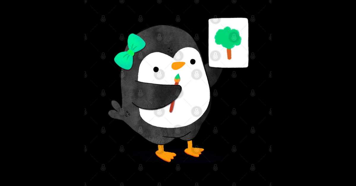 Gigi Penguin made a painting - Penguin Painter - Sticker | TeePublic