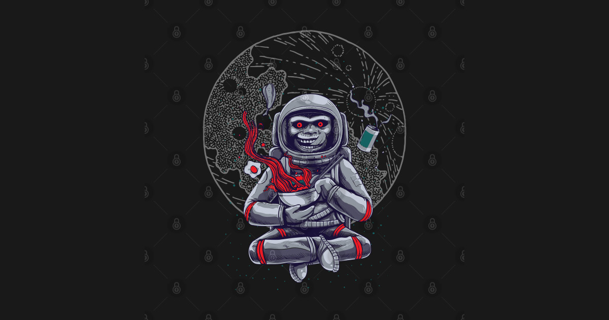 Monkey moon in space atlas - Space - T-Shirt | TeePublic