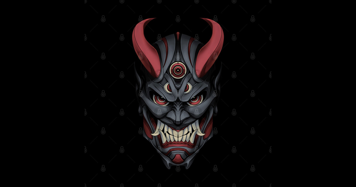 Black Oni Mask - Oni Mask - Sticker | TeePublic