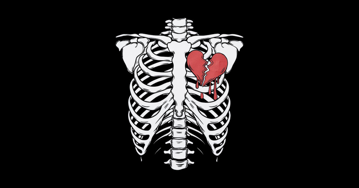 Skeleton Bleeding Heart Ribcage - Halloween - Sticker | TeePublic