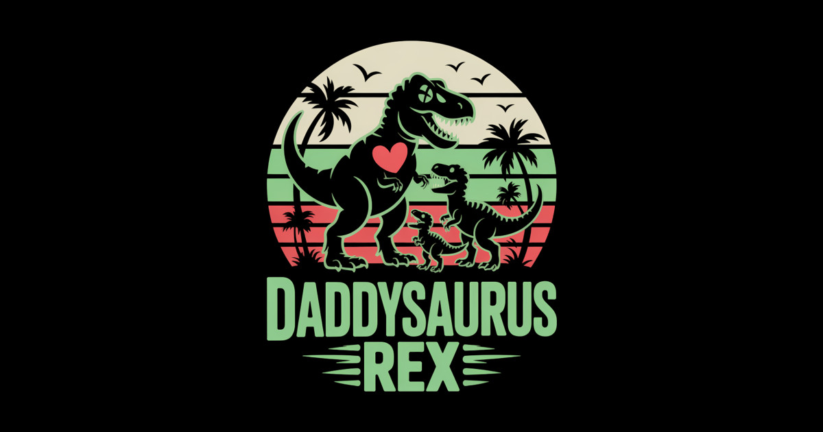 Daddysaurus Rex 2 Kids Sunset For Fathers Day Gift - Daddysaurus Rex 2 ...