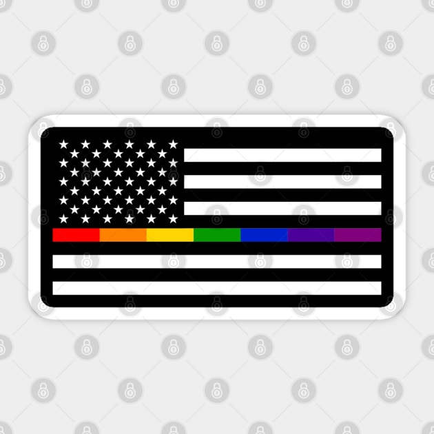 Thin Rainbow Line Flag - Rainbow Flag - Sticker | TeePublic