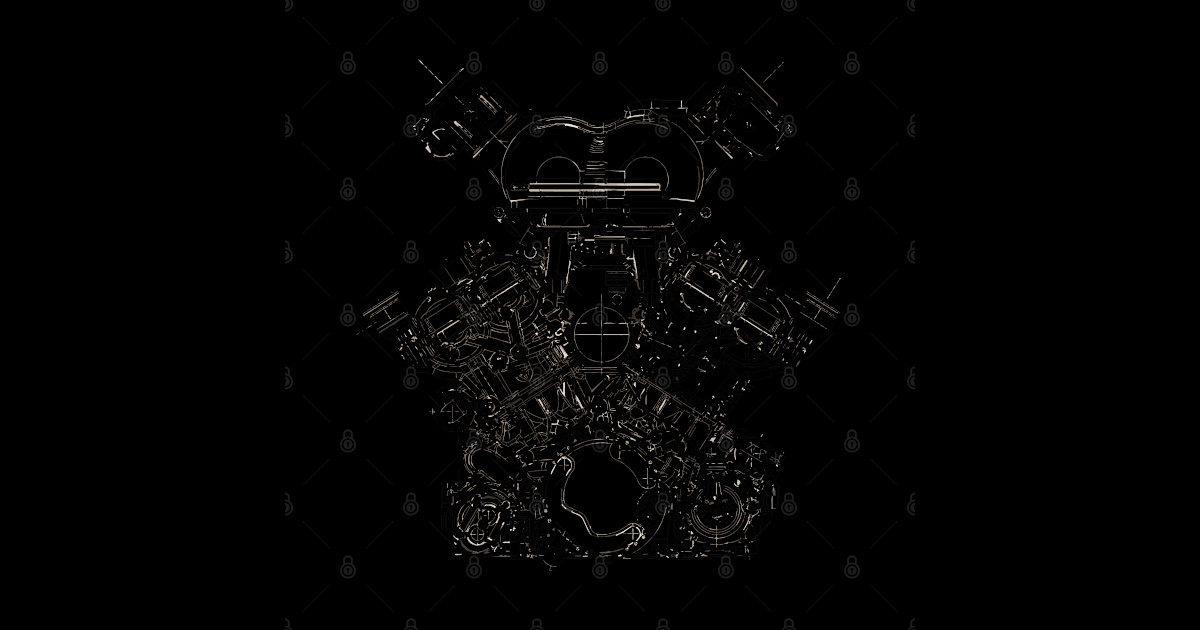 v12 engine blueprint - V12 - Sticker | TeePublic