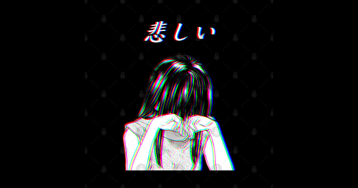 SAD (JAPANESE) SAD JAPANESE ANIME AESTHETIC - Anime - Pin | TeePublic