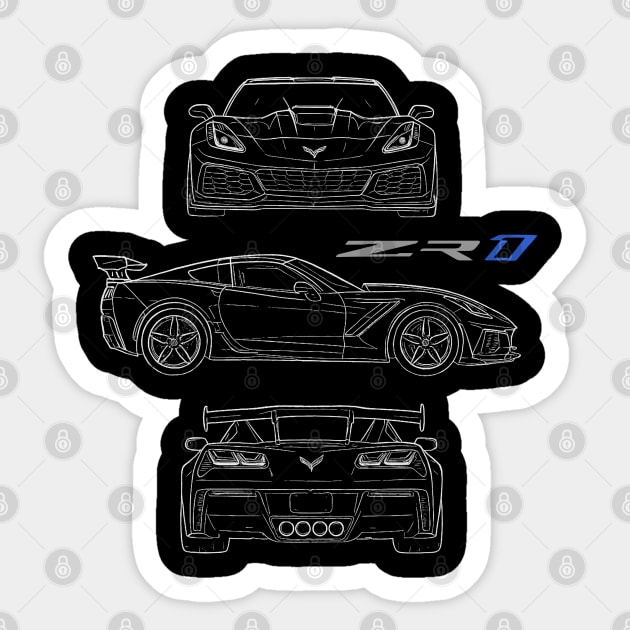 2019 C7 ZR1 Blueprint - Corvette C7 - Sticker | TeePublic