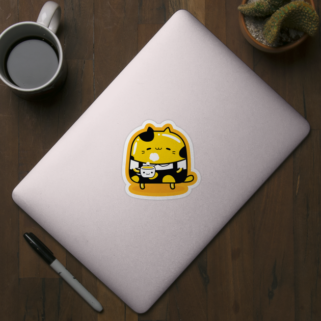 yellow cat barista profession - Yellow Cat - Sticker | TeePublic