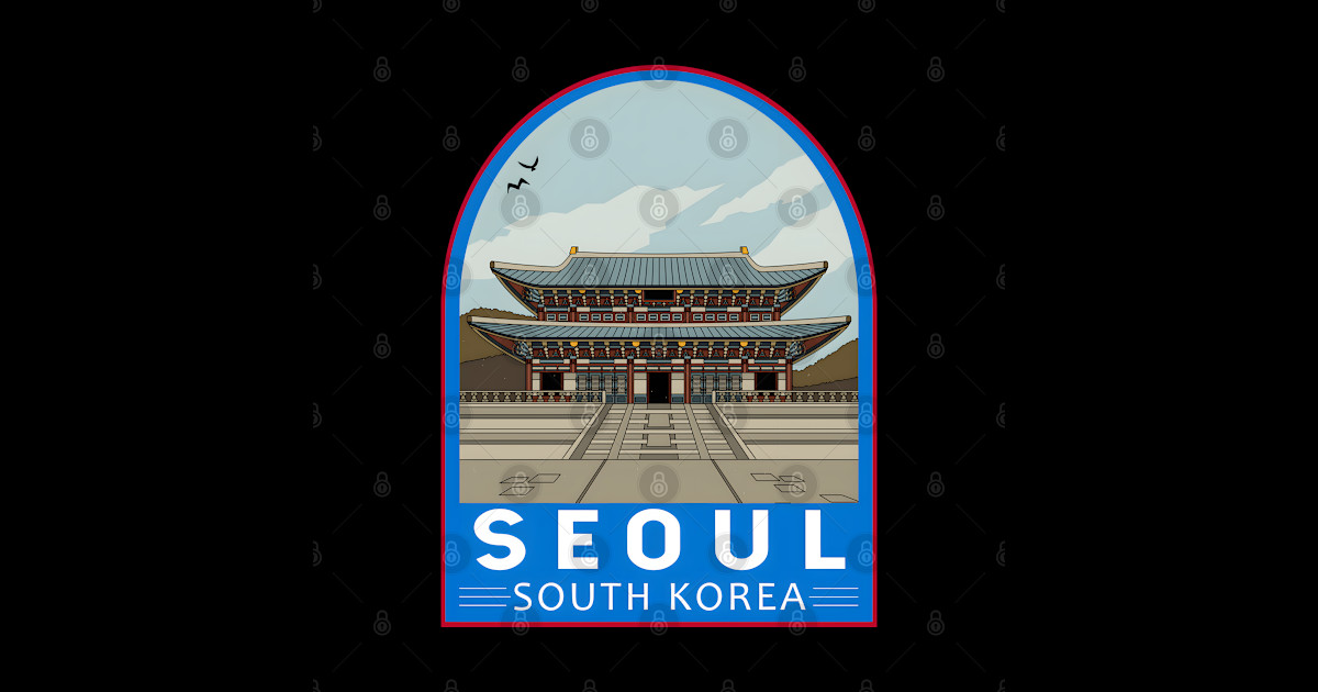 Seoul South Korea Travel Retro Emblem - Seoul South Korea - Sticker ...
