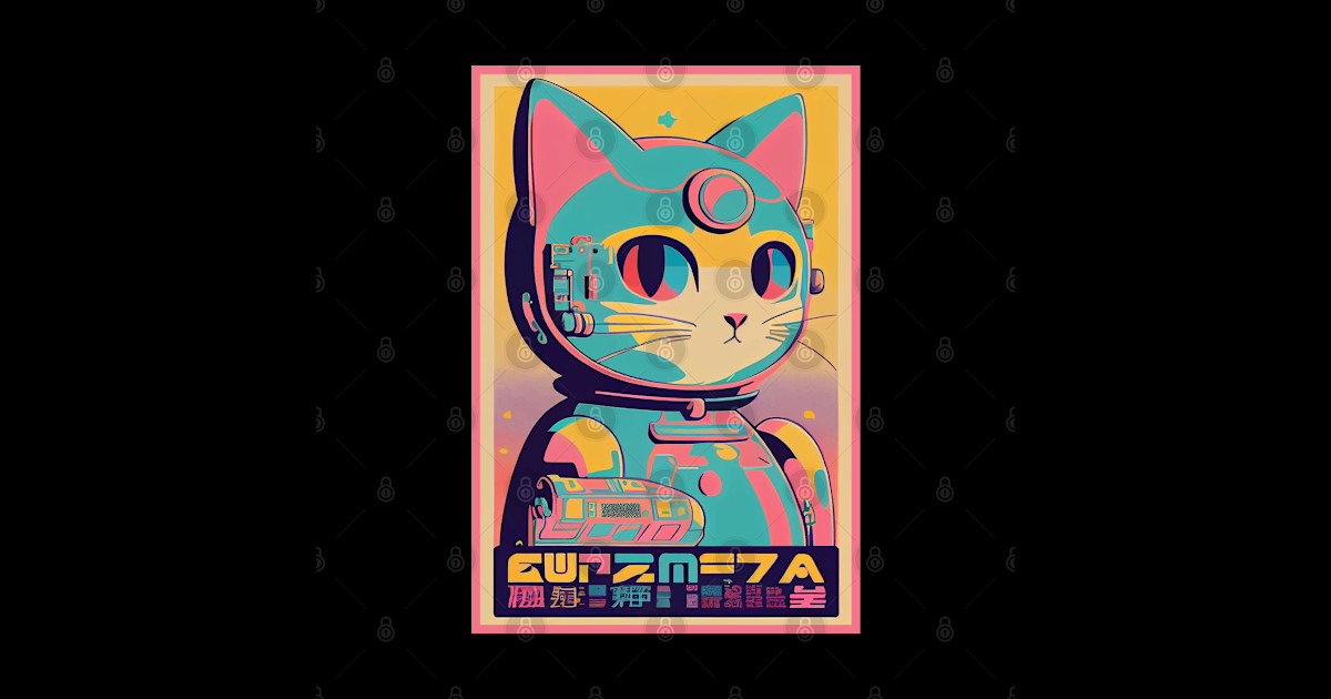 Vintage Anime Space Cat | Quality Retro Anime Origin Design | Chibi ...