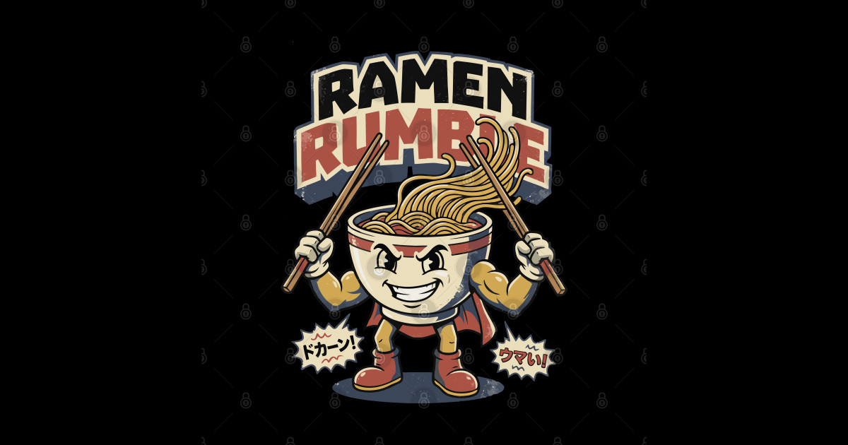 Ramen Rumble - Retro Japanese Noodle Fighter - Hero - Sticker | TeePublic