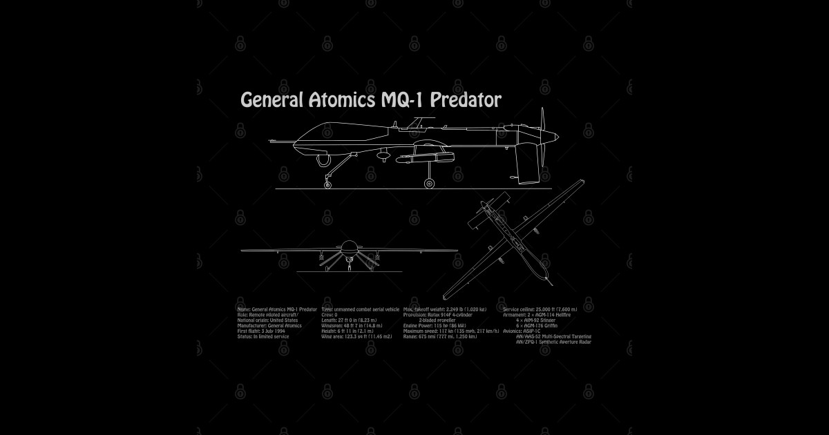 General Atomics MQ-1 Predator - Airplane Blueprint Plans - PDpng ...