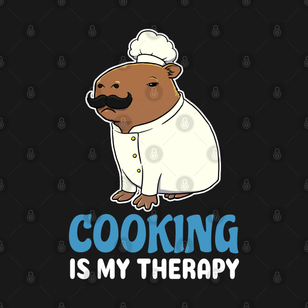 Cooking is my therapy cartoon Capybara - Cooking Lover - T-Shirt ...