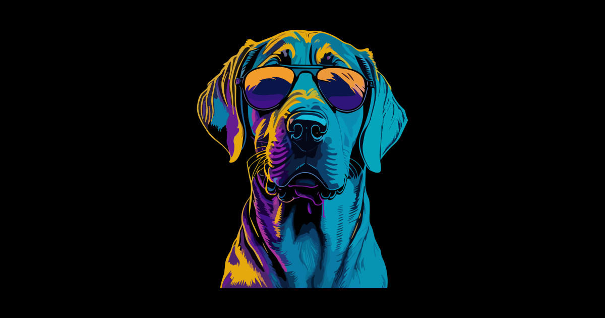 Neon Labrador Retrievers with Sunglasses - Labrador Retriever - Sticker ...