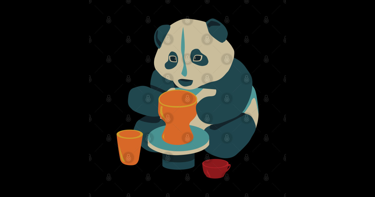 Panda loves pottery - Pottery - Sticker | TeePublic