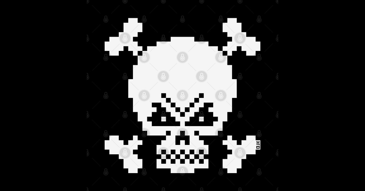 Skull And Crossbones (Pixel Art / Jolly Roger / White) - Skull And ...