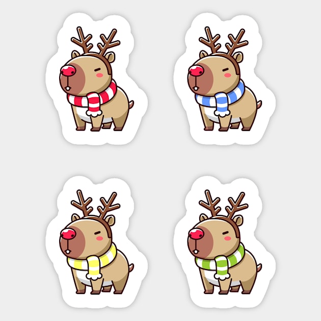 Rudolph Capybara Sticker Pack - Christmas - Sticker | TeePublic