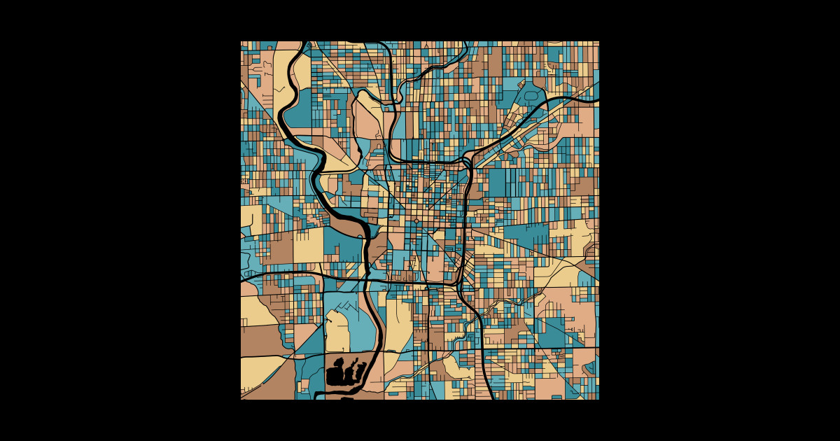 Indianapolis Map Pattern in Mid Century Pastel - Indianapolis Map ...