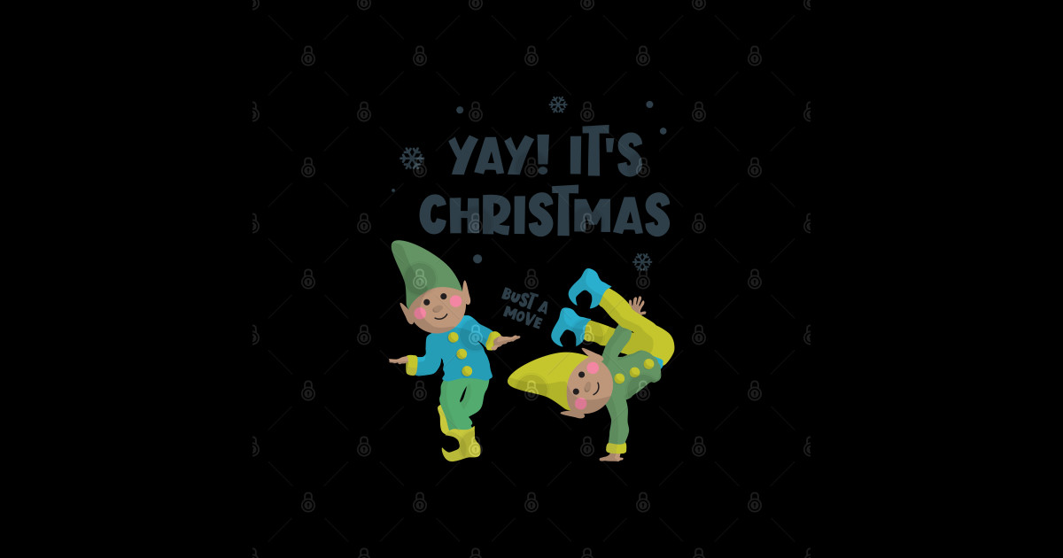 Yay, It's Christmas - Dancing Elves in Blue Snow - Elves - Sticker ...