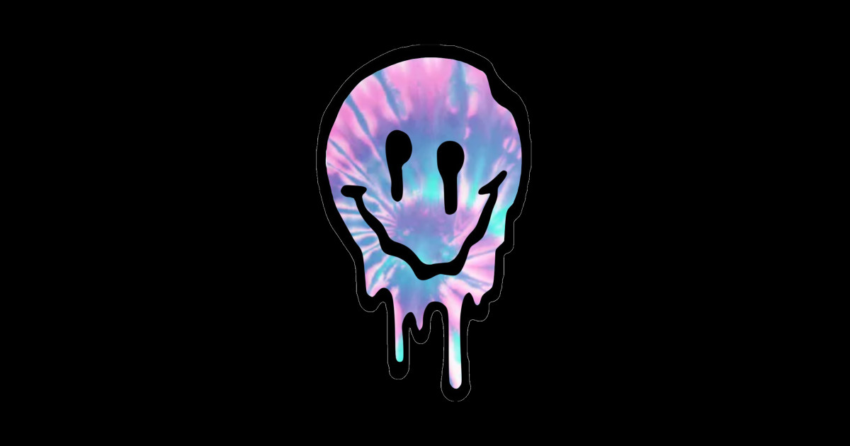 Tye Dye Drippy Smiley Face - Shaka - Sticker | TeePublic