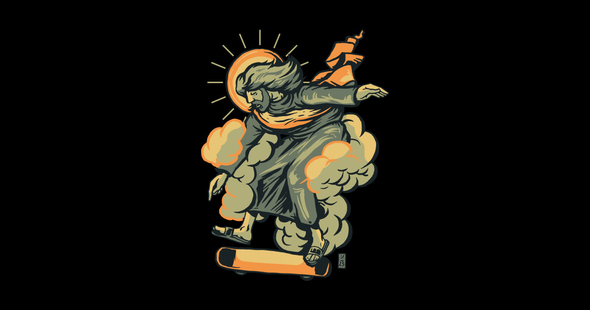 Skater Jesus Bright - Skater Jesus - Sticker | TeePublic