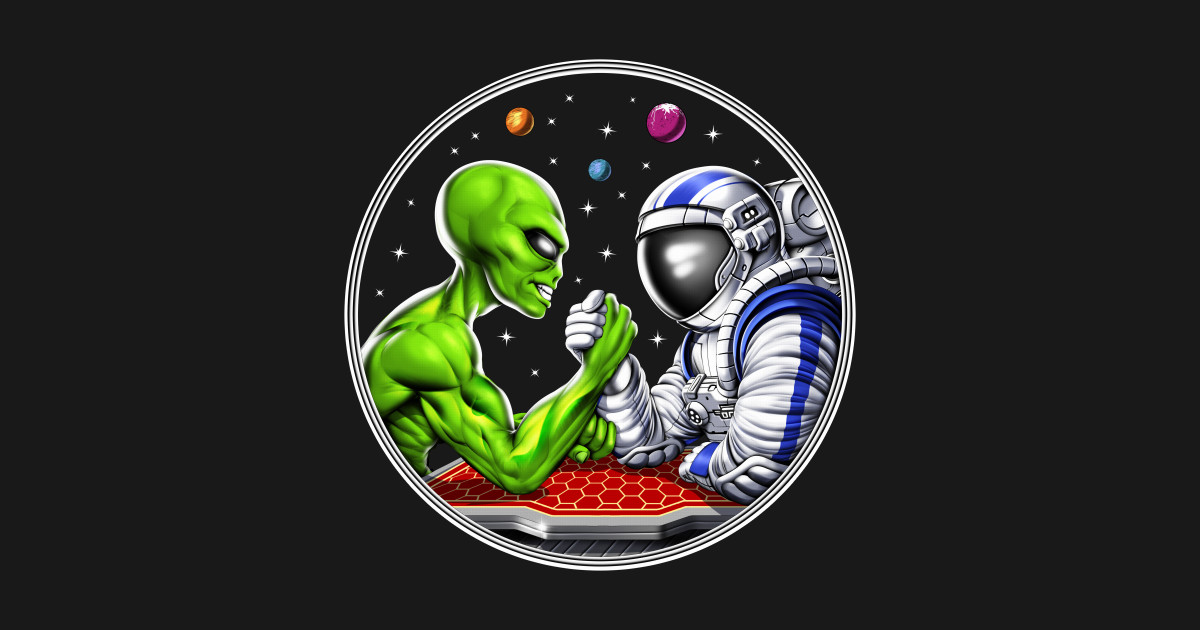 Alien Astronaut Arm Wrestling - Arm Wrestling - T-Shirt | TeePublic