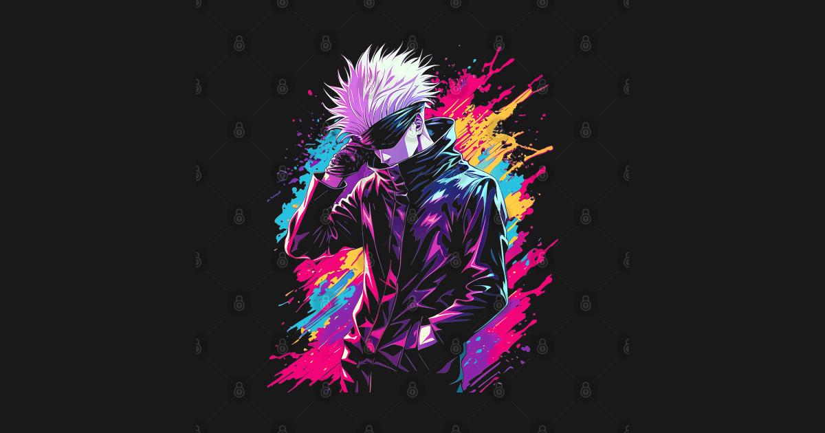 Gojo Satoru Paint Splatter Anime Art - Sukuna - T-Shirt | TeePublic