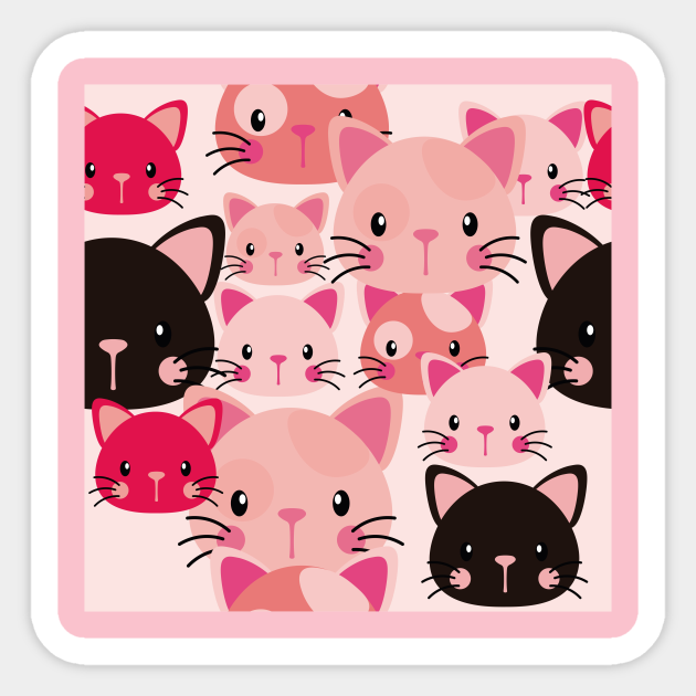 Cute pink cats - Cute Pink Cats - Sticker | TeePublic