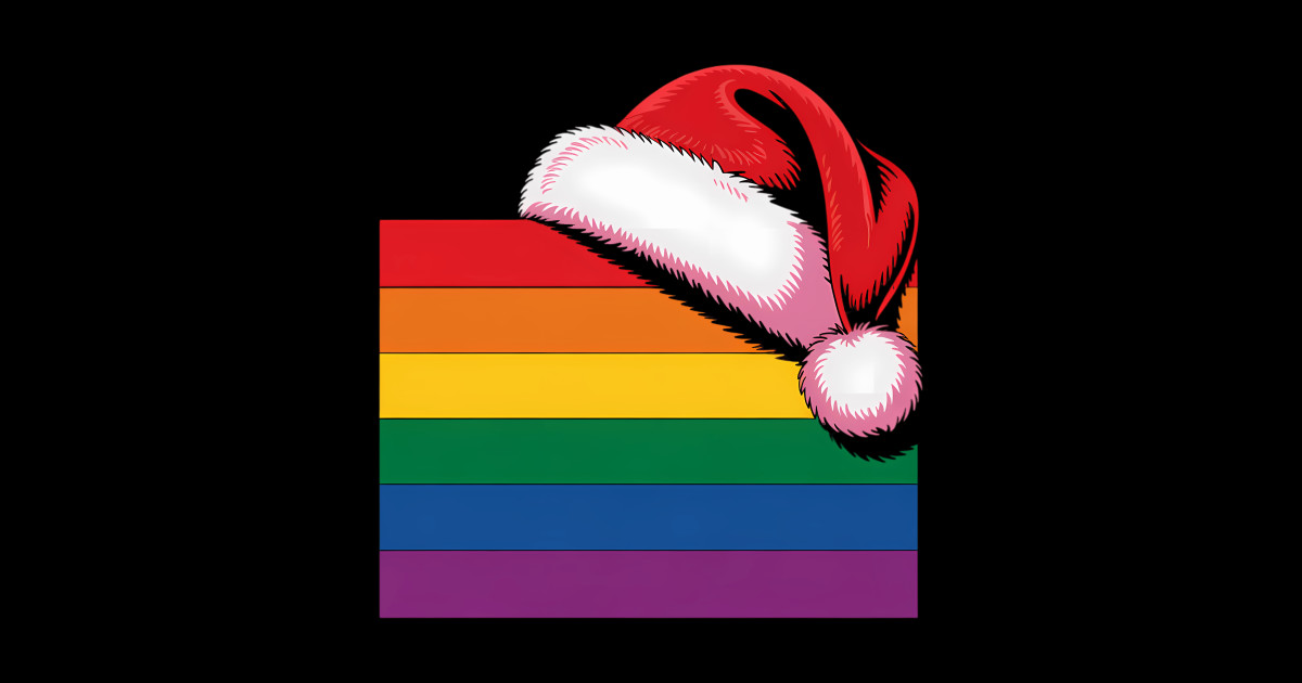 Pride Flag With Santa Hat Bisexual LGBT Christmas Gay - Pride Flag With ...