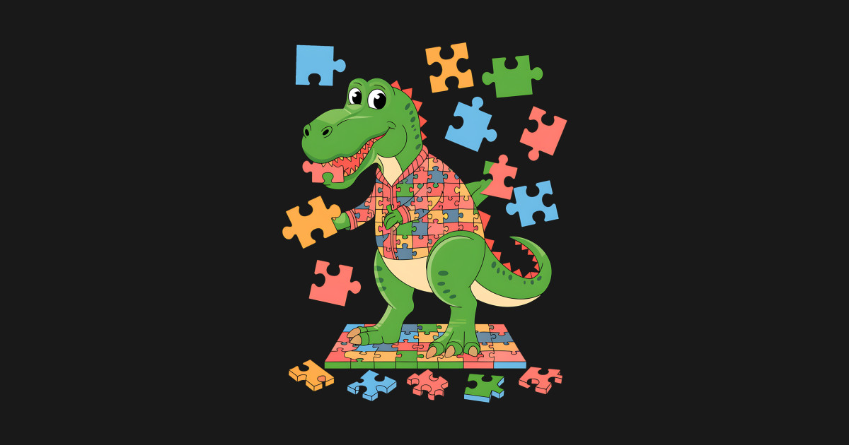 T rex Dinosaur Puzzle Piece Autism Awareness - T Rex Dinosaur Puzzle ...