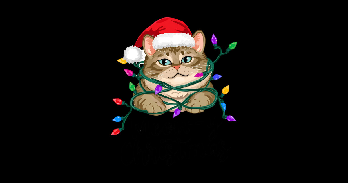 Meow-y Christmas – Funny Cat Holiday - Funny Cat Christmas - Sticker ...