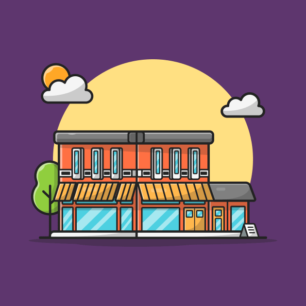 Street Café Building Cartoon Vector Icon Illustration (2) - Cafe - T ...