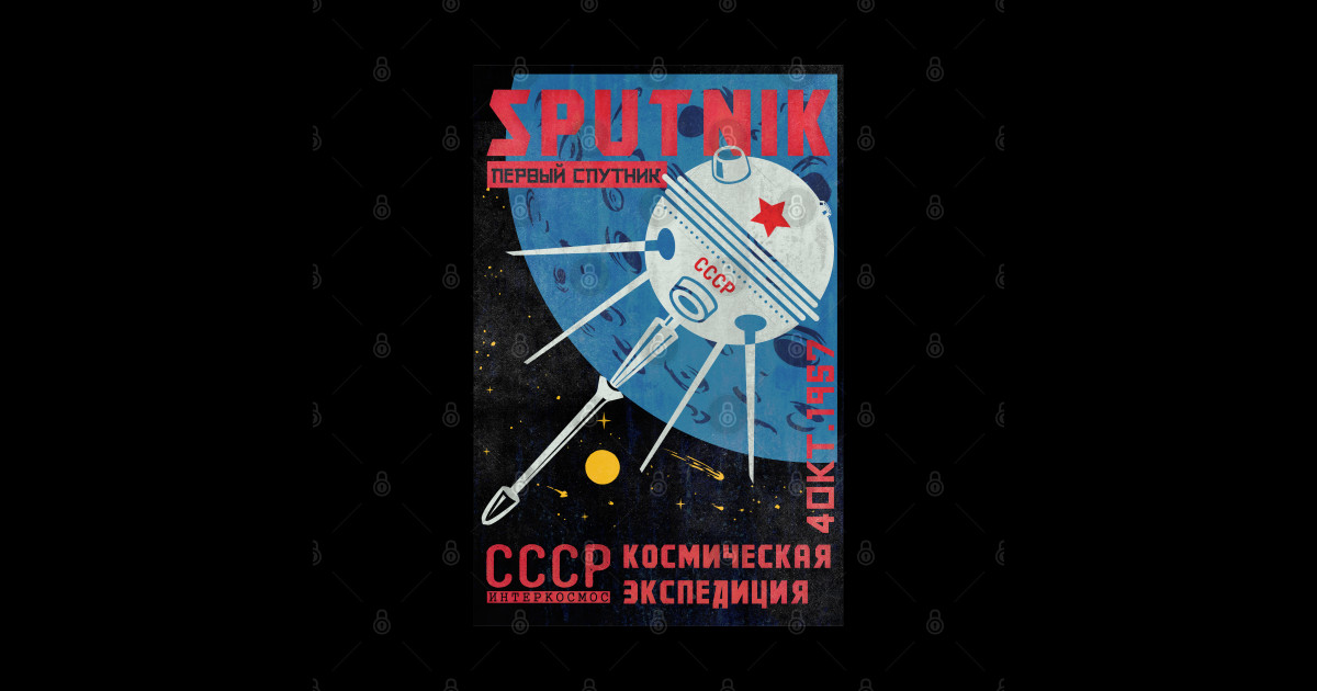 CCCP Sputnik First Satellite Retro Poster - Sputnik - Posters and Art ...