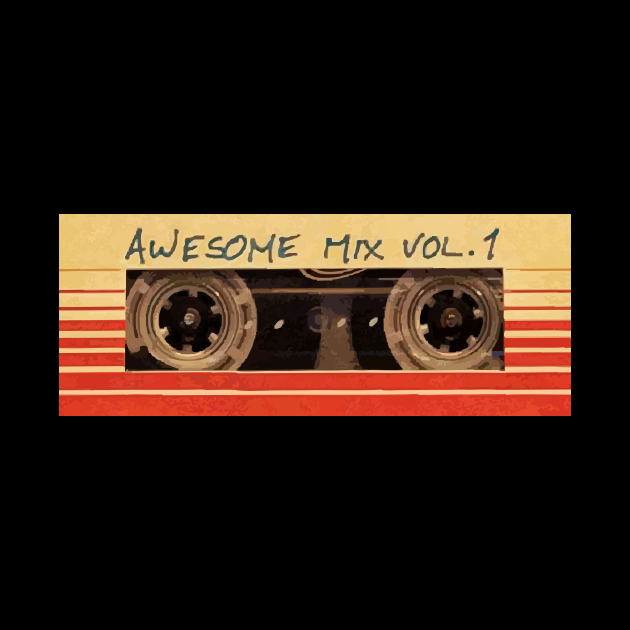 "Awesome mix vol.1" (retro cassette) - Cassette - Pillow | TeePublic