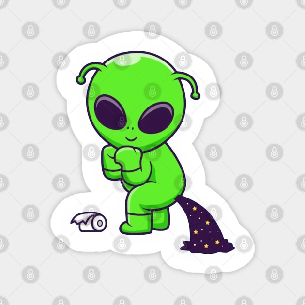 Cute alien pooping space - Alien - Magnet | TeePublic