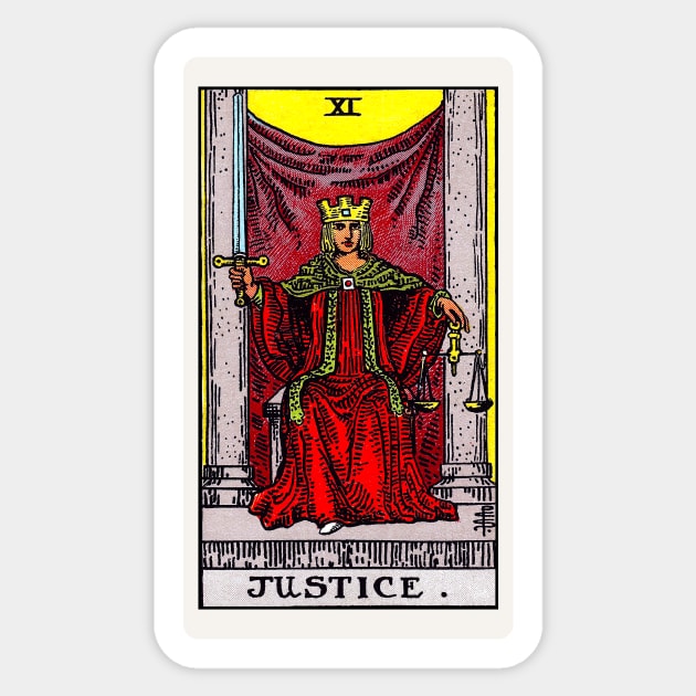 Card #11 - Justice - Rider Waite Smith Tarot - Hand Painted - Sticker ...