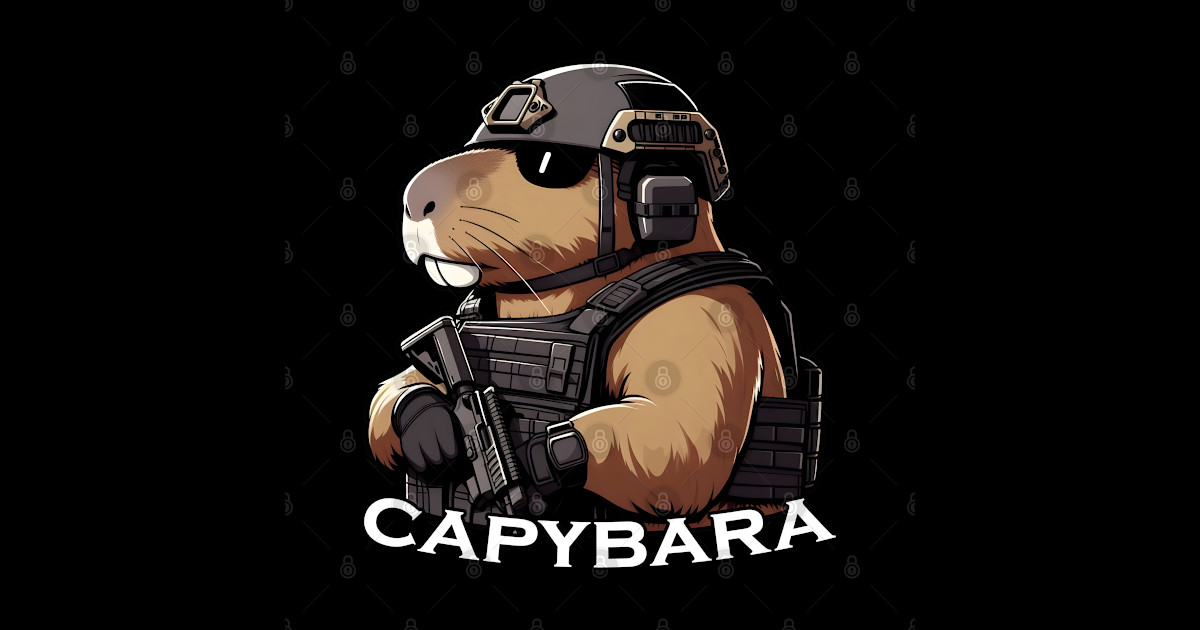 tactical capybara - Capybara - Sticker | TeePublic