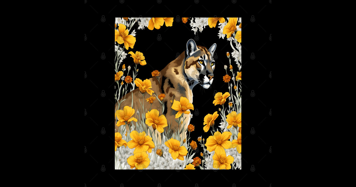 The Florida Panther Side View with Coreopsis Border - Florida Panther ...