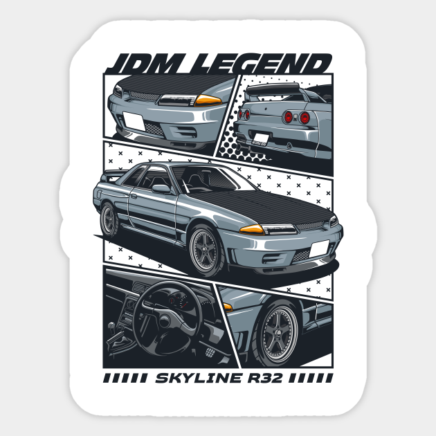 Skyline R32 Manga - Skyline R32 - Sticker | TeePublic