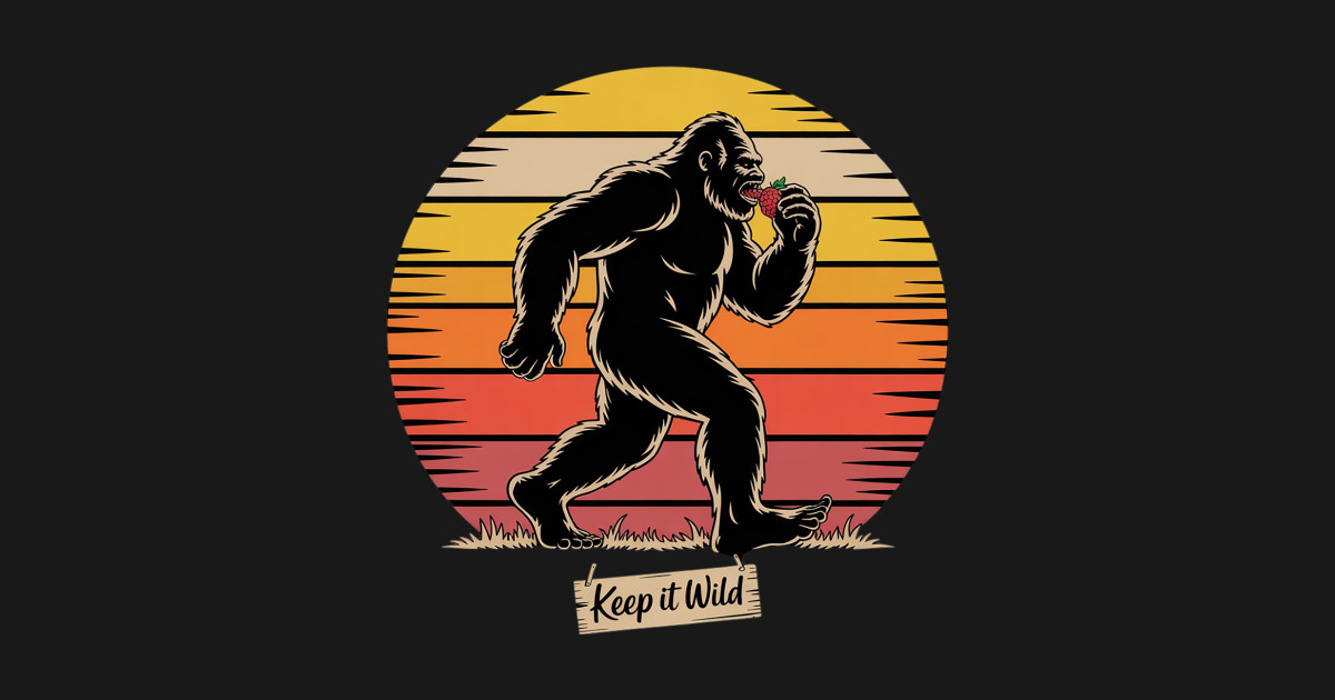 Sasquatch and Pizza! Eating Bigfoot & 80s Sun Graphic - Sasquatch And ...